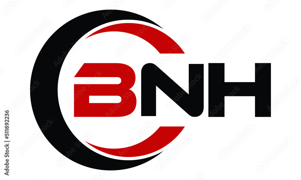 BNH three letter swoosh logo design vector template | monogram logo ...