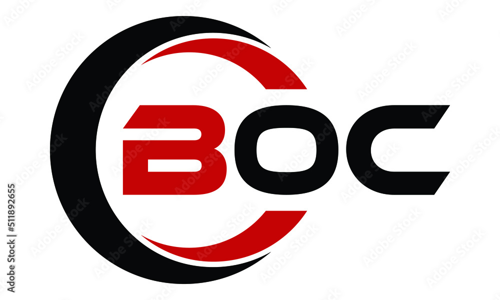 BOC three letter swoosh logo design vector template | monogram logo ...