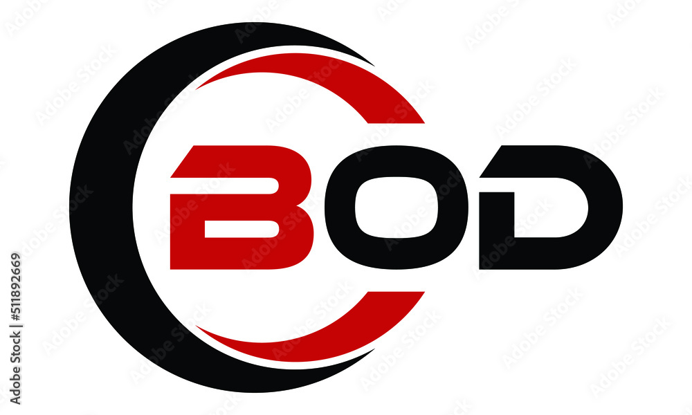 BOD three letter swoosh logo design vector template | monogram logo ...