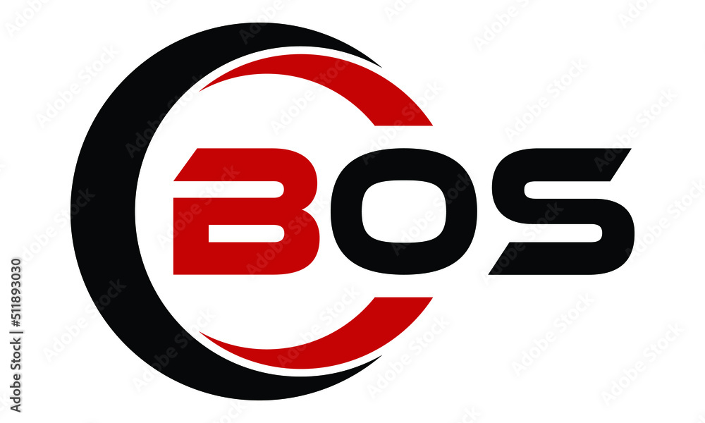 BOS three letter swoosh logo design vector template | monogram logo ...