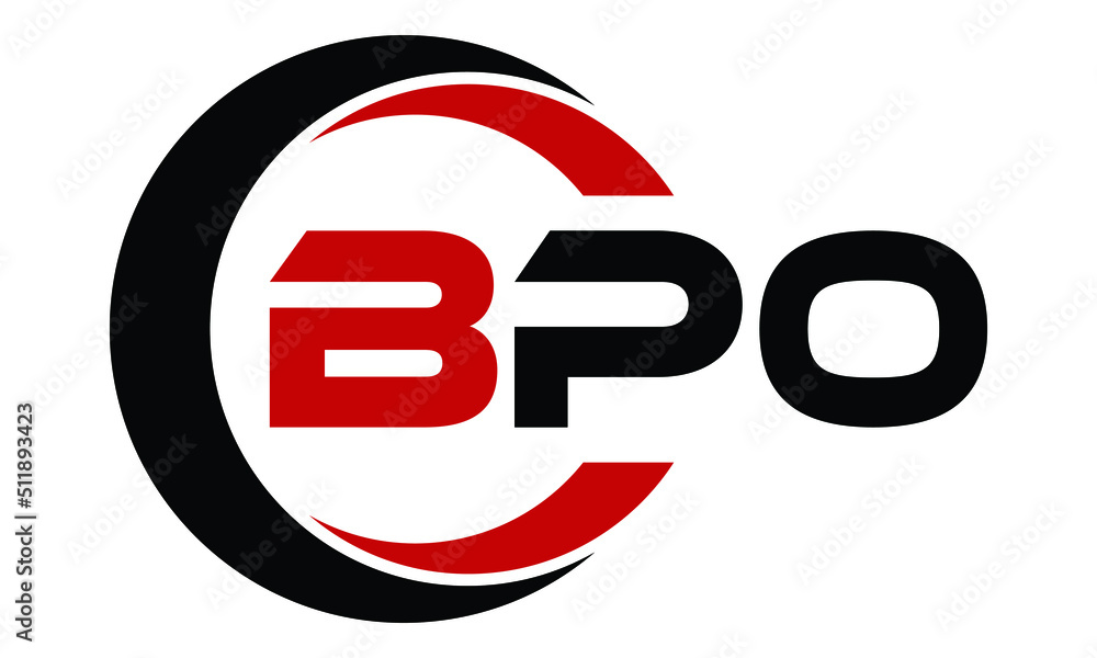 BPO three letter swoosh logo design vector template | monogram logo ...