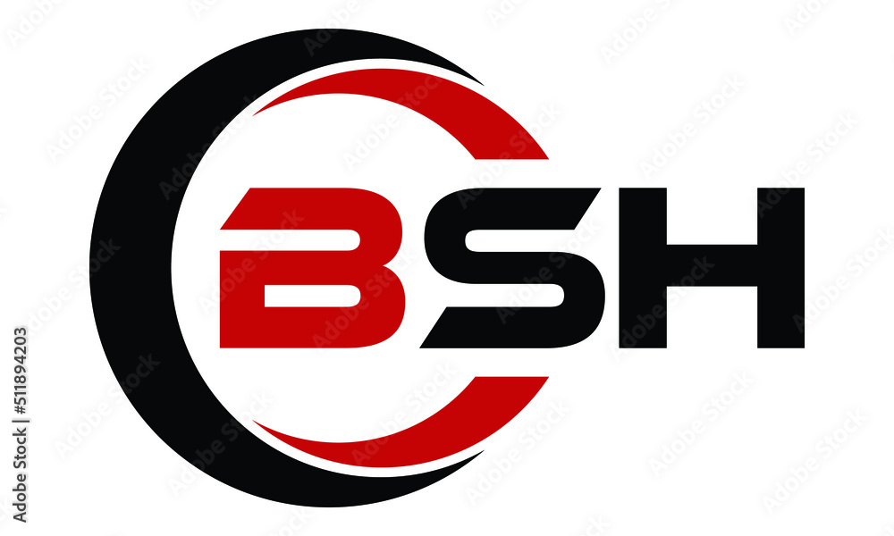 BSH three letter swoosh logo design vector template | monogram logo ...