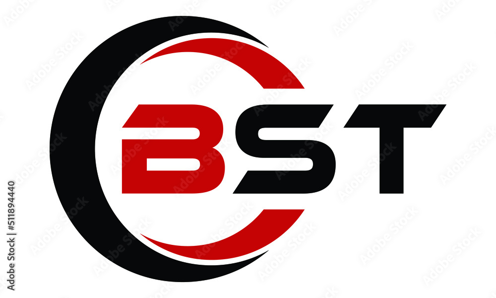 BST three letter swoosh logo design vector template | monogram logo ...