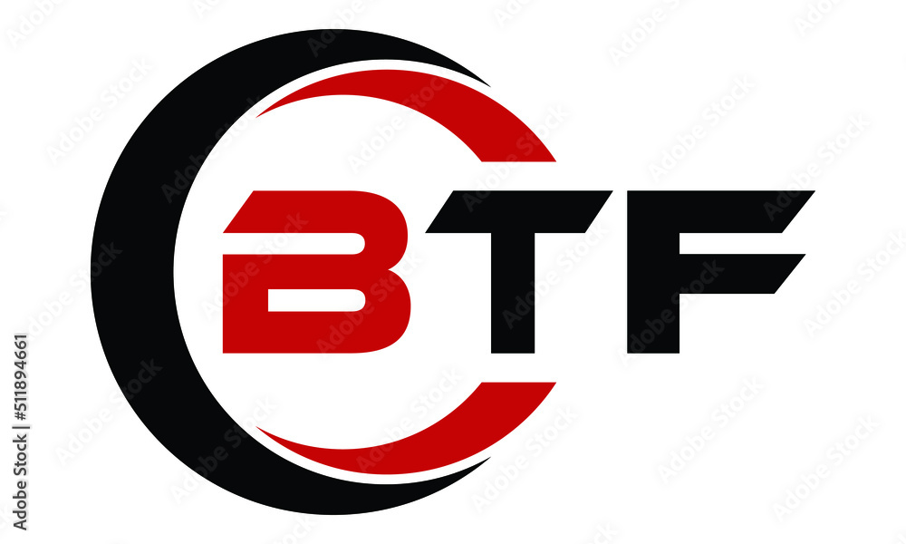 BTF three letter swoosh logo design vector template | monogram logo ...