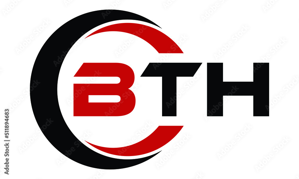 BTH three letter swoosh logo design vector template | monogram logo ...