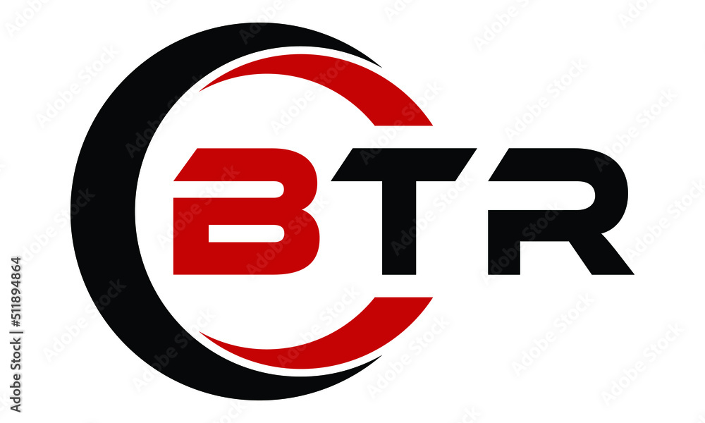 BTR three letter swoosh logo design vector template | monogram logo ...