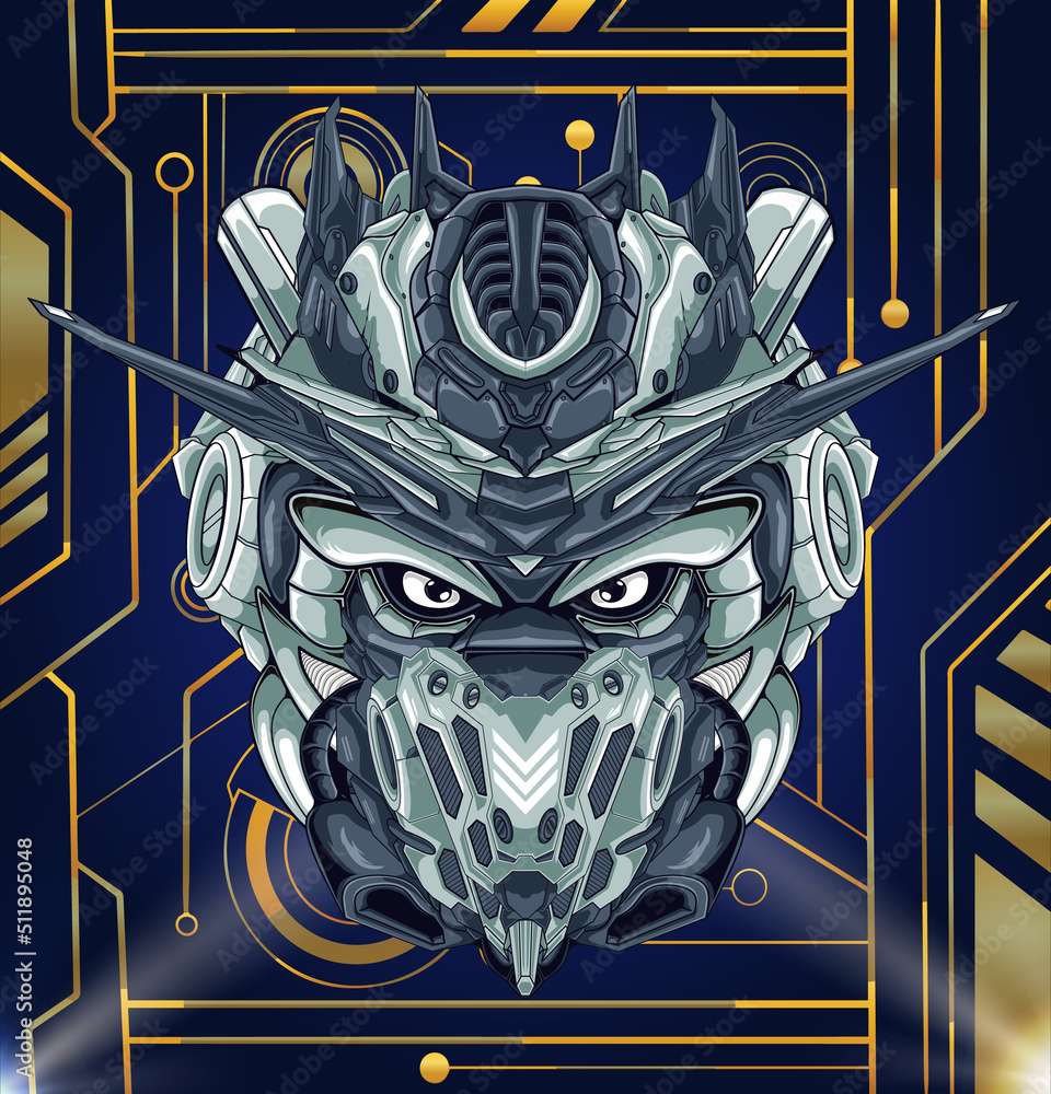 Modern transformer robot head design mascot Stock Vector | Adobe Stock