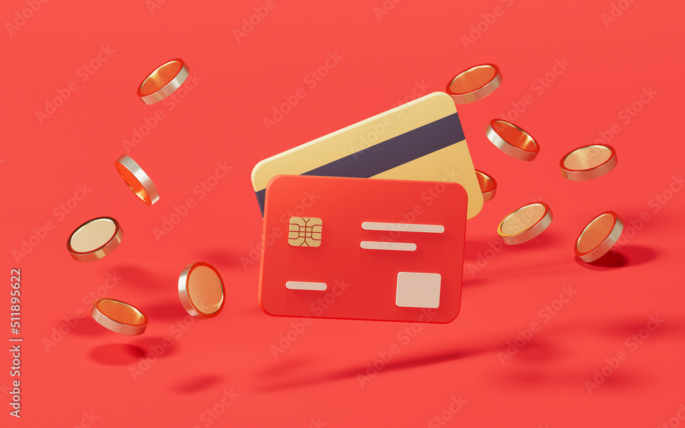 Bank card with 3d cartoon style, 3d rendering. Stock Illustration ...