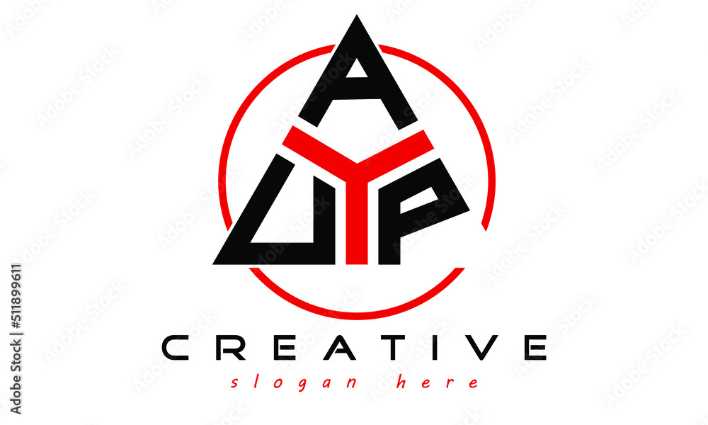 UAP three letter creative triangle shape in circle logo design vector ...