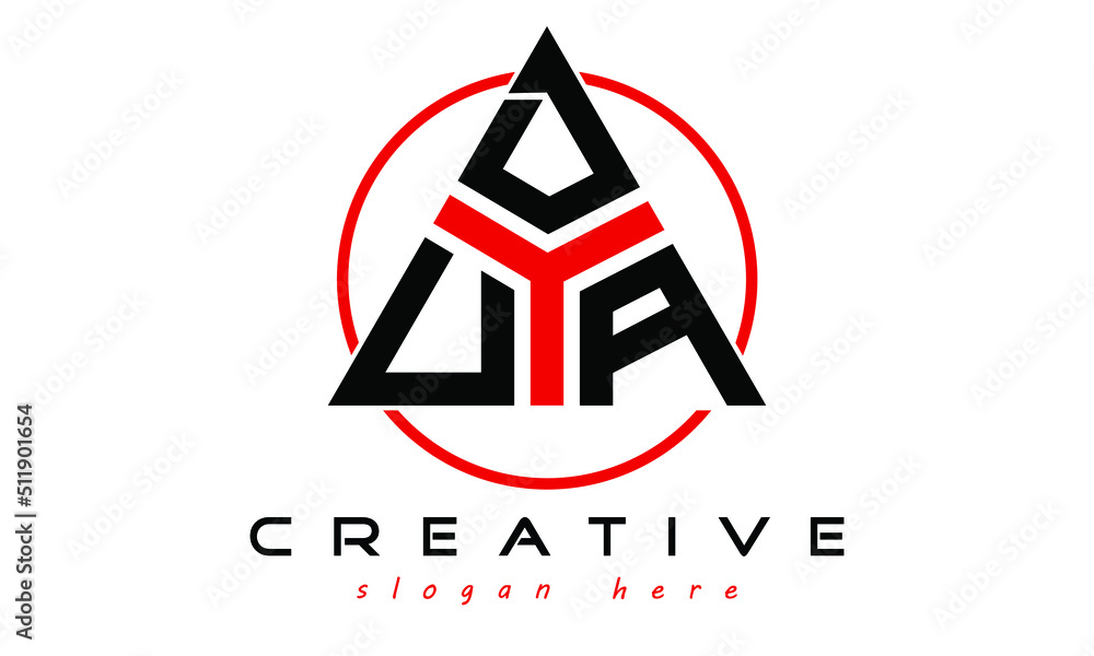 UDA three letter creative triangle shape in circle logo design vector ...
