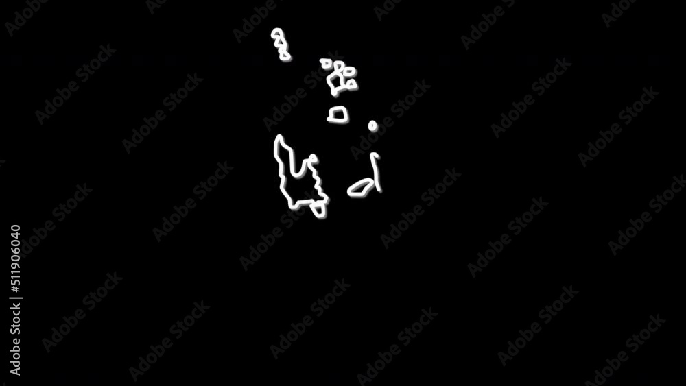Vanuatu map, country territory outline self drawing animation. Line art ...