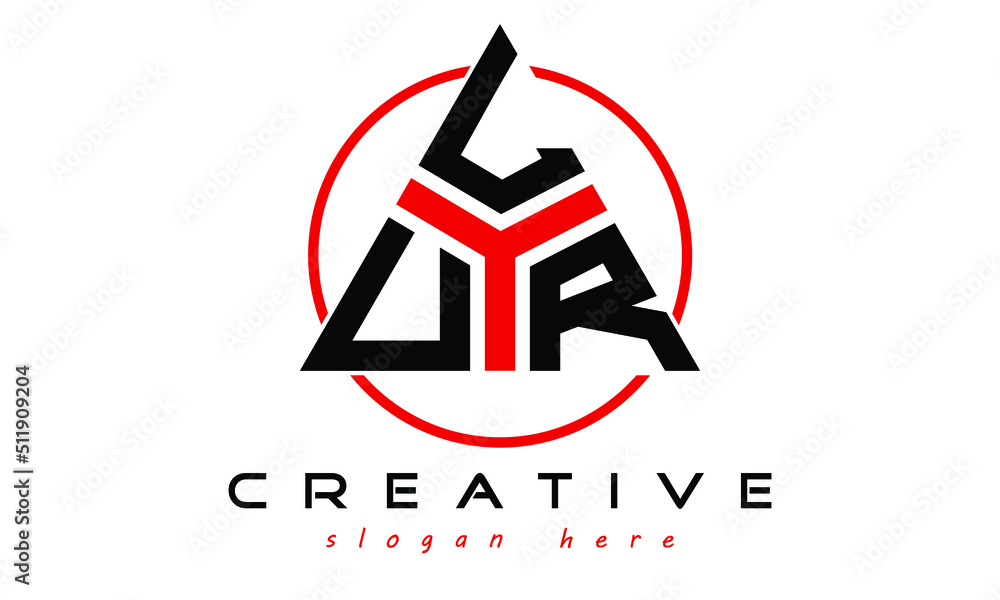 ULR three letter creative triangle shape in circle logo design vector ...
