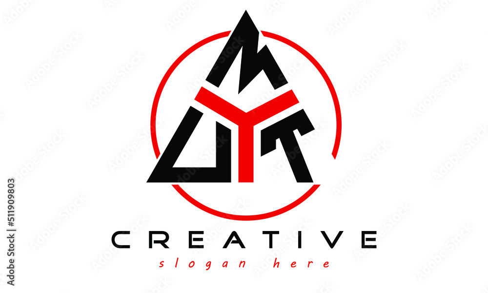 UMT three letter creative triangle shape in circle logo design vector ...