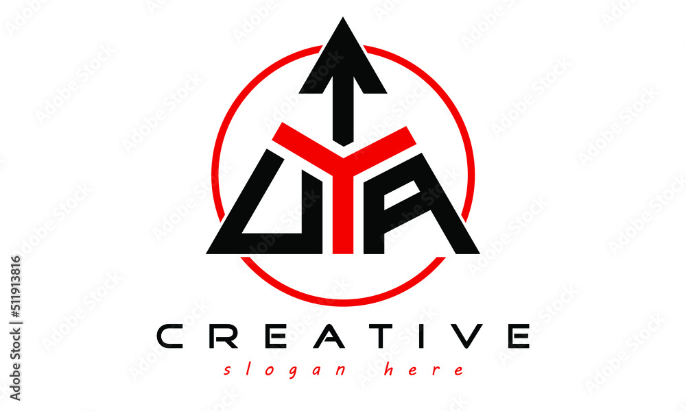 UTA three letter creative triangle shape in circle logo design vector ...