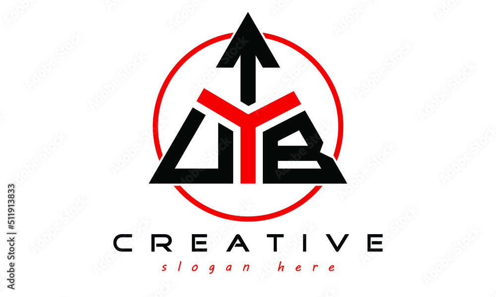 UTB three letter creative triangle shape in circle logo design vector ...