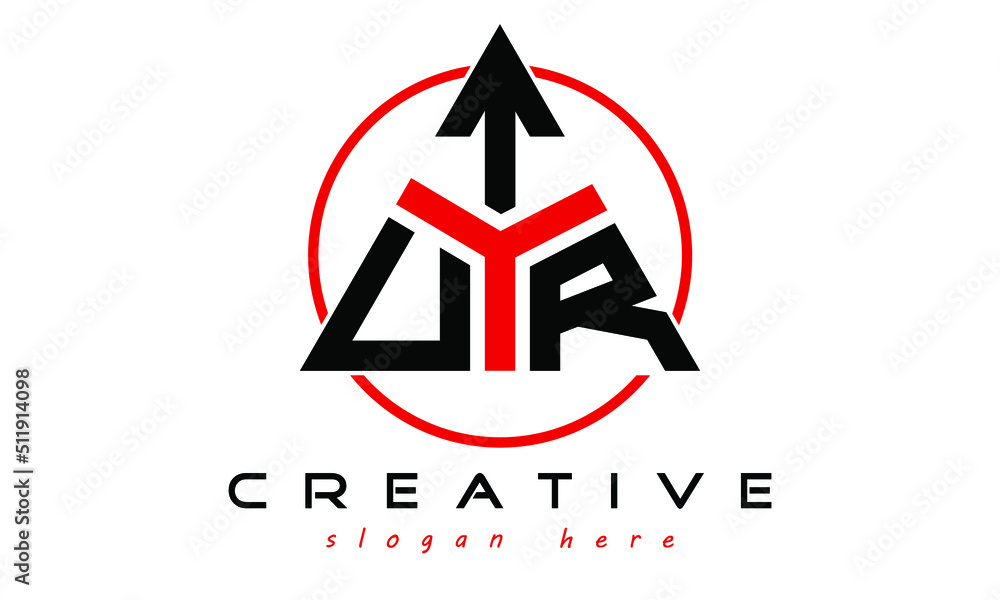 UTR three letter creative triangle shape in circle logo design vector ...