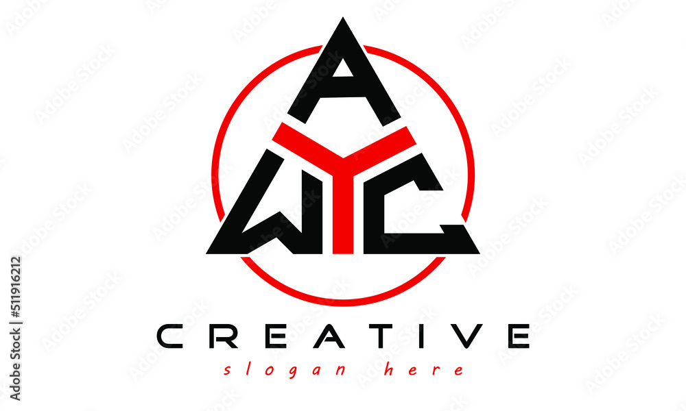 WAC three letter creative triangle shape in circle logo design vector ...