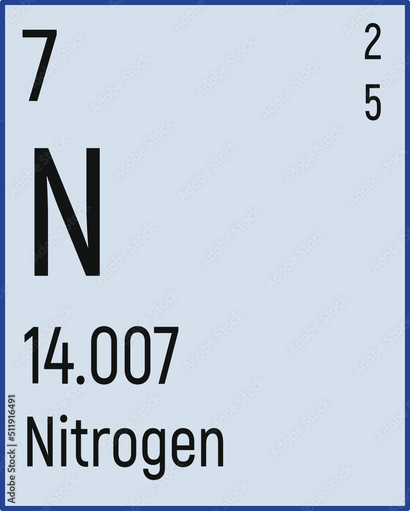 Periodic Table of the Elements Nitrogen icon vector image. Stock Vector ...