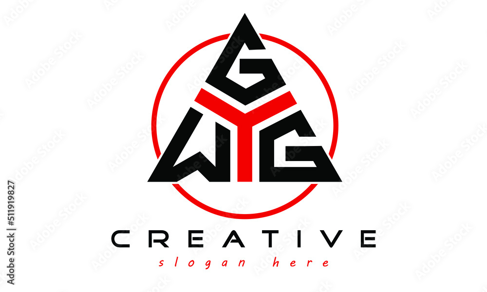 WGG three letter creative triangle shape in circle logo design vector ...