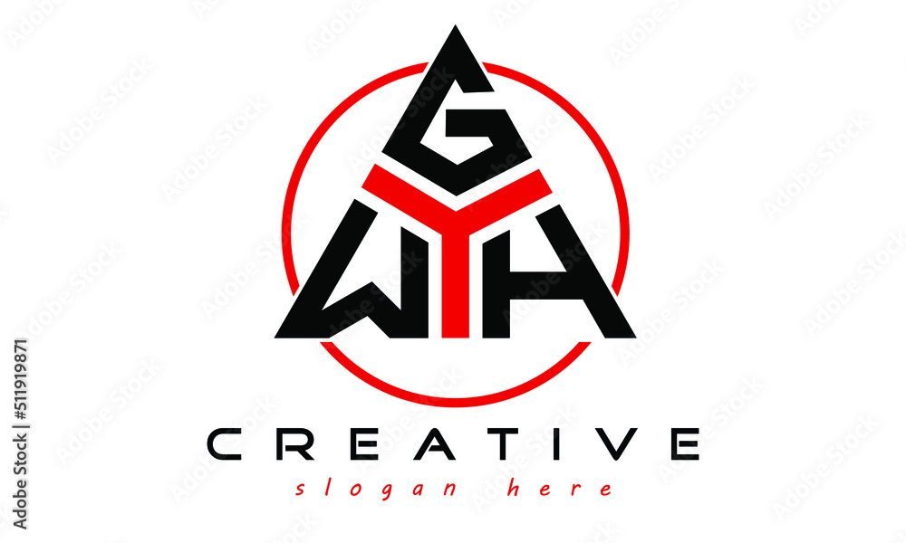 WGH three letter creative triangle shape in circle logo design vector ...