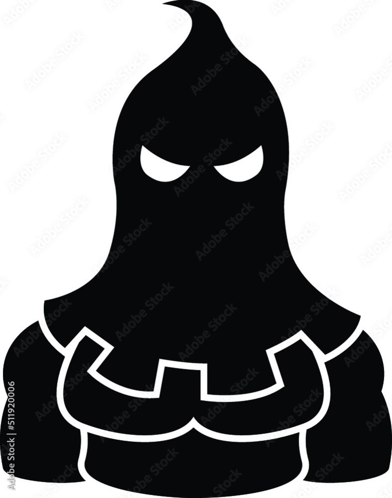 Black and White Cartoon Illustration Vector of an Executioner in a Hood ...