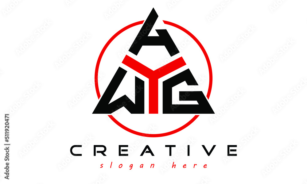 WHG three letter creative triangle shape in circle logo design vector ...