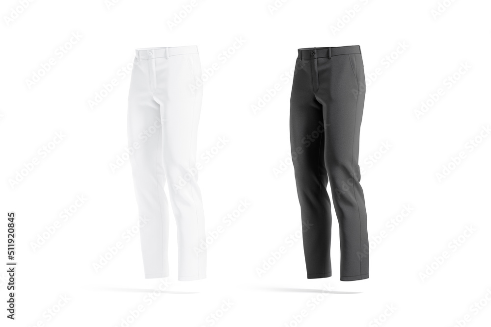 Blank black and white man pants mock up, side view Stock Illustration ...