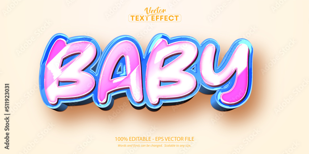 Cartoon text effect, editable baby text and comic text style Stock ...