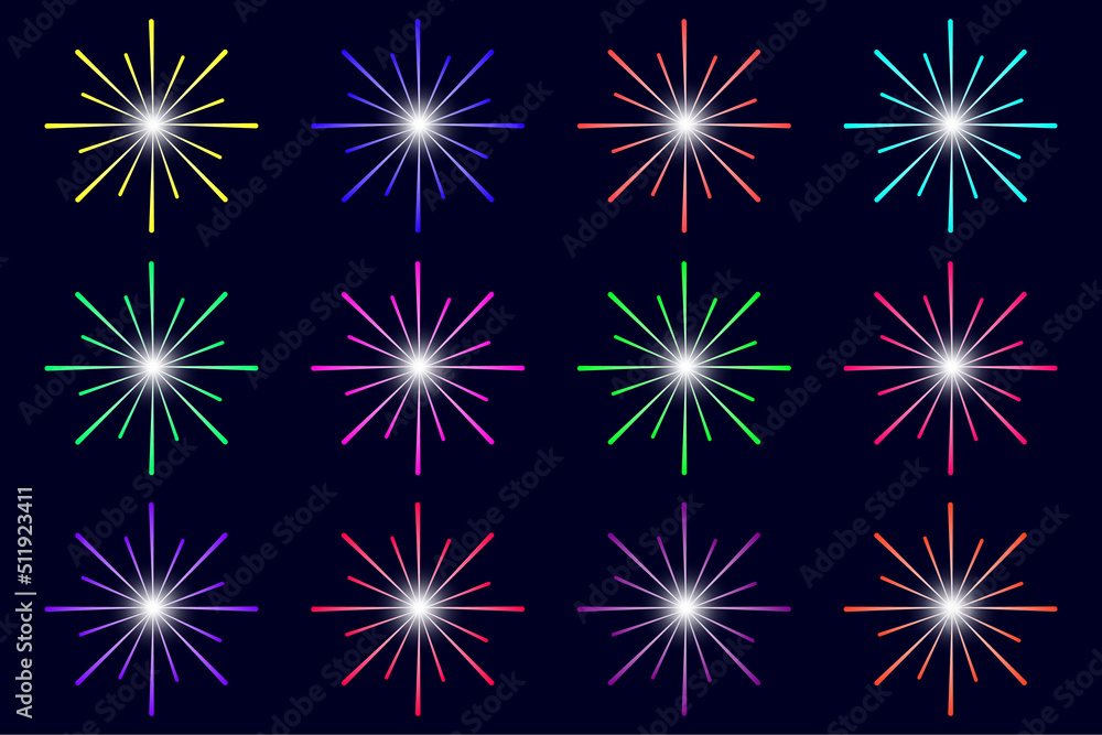 Firework vector illustration. Fireworks with festive sparks. Bright ...