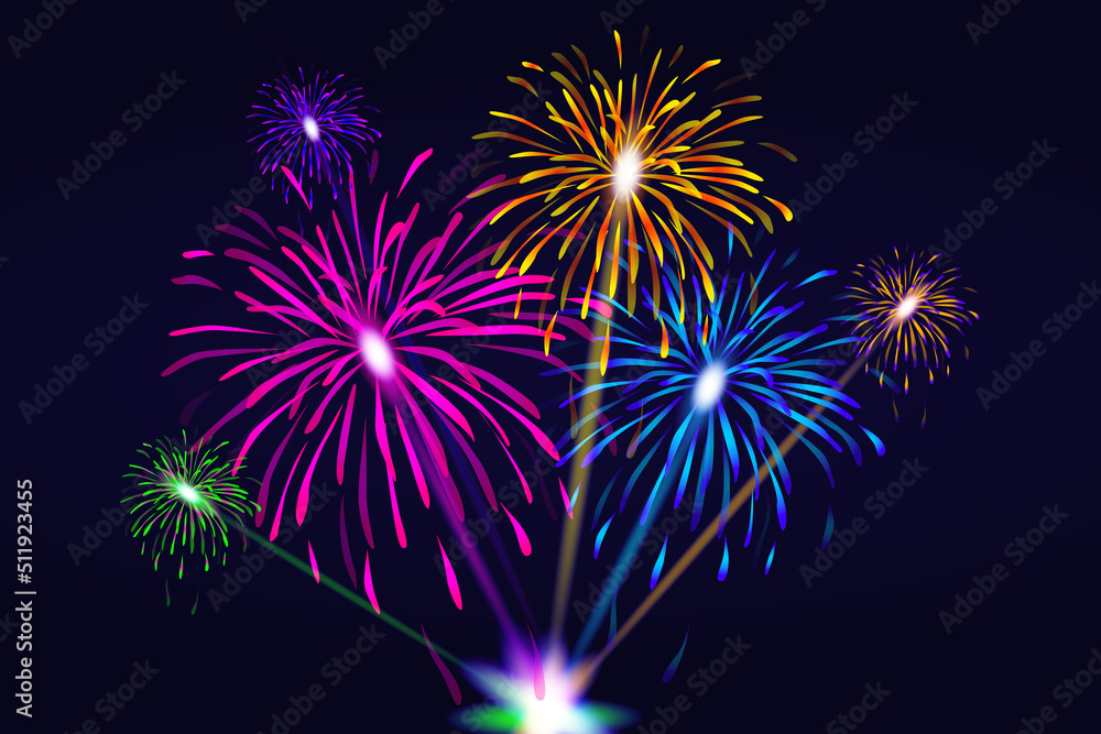 Firework vector illustration. Fireworks with festive sparks. Bright ...