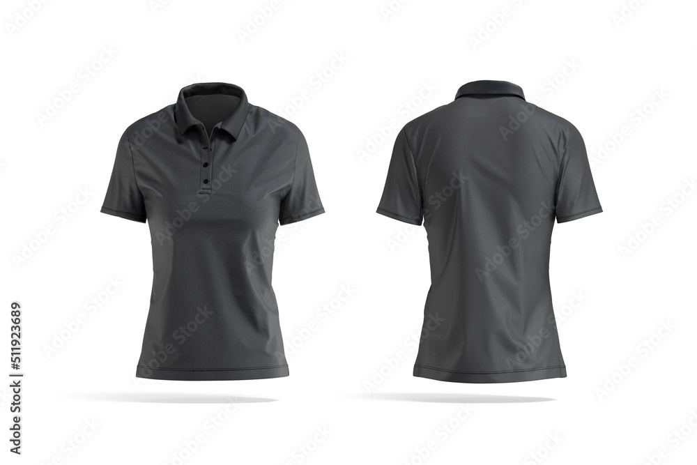 Blank black women polo shirt mockup, front and back view Stock ...