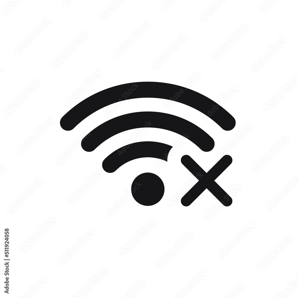 No connection. Wifi disconnected icon. No signal. Vector graphic ...