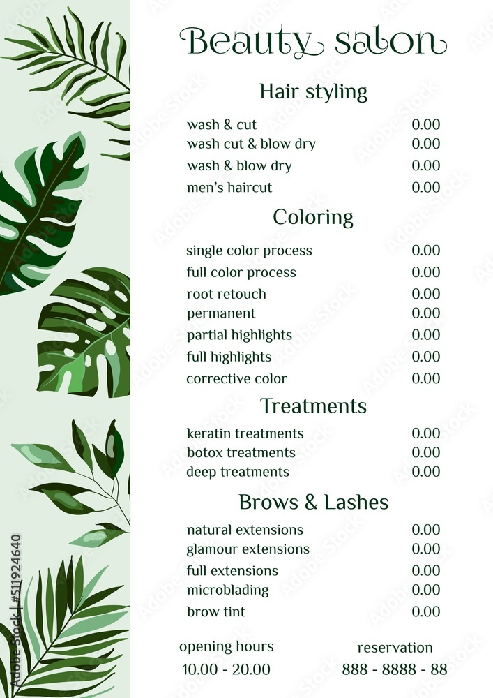 Vector Illustration sticker business card for beauty salon with ...