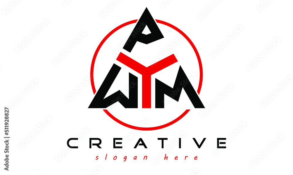 WPM three letter creative triangle shape in circle logo design vector ...