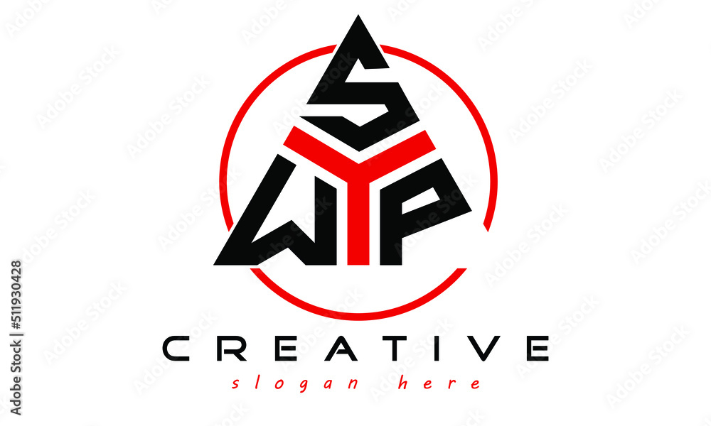 WSP three letter creative triangle shape in circle logo design vector ...
