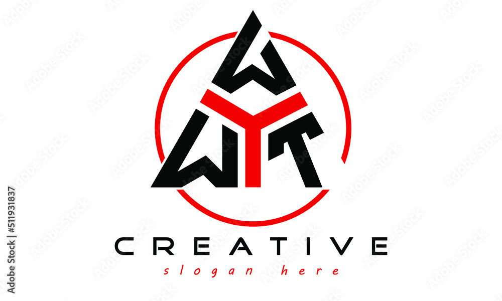 WWT three letter creative triangle shape in circle logo design vector ...