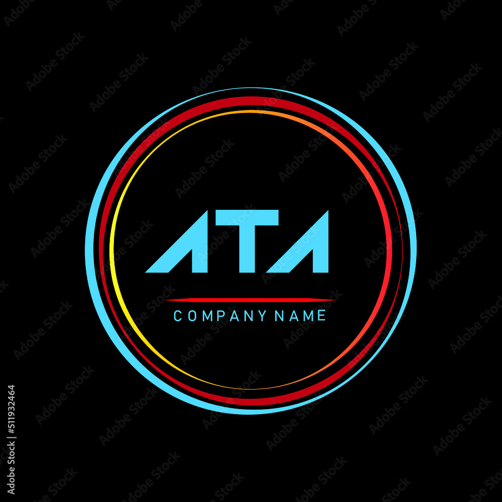 ATA ,A T A Alphabet Design With Creative Circles, ATA Letter Logo ...