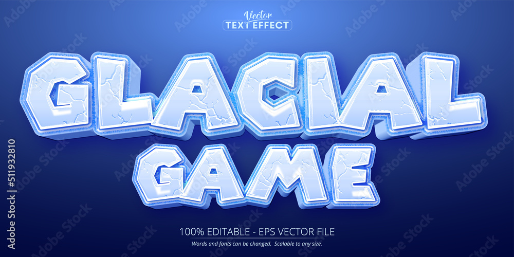 Ice text effect, editable glacial game and cartoon text style Stock ...