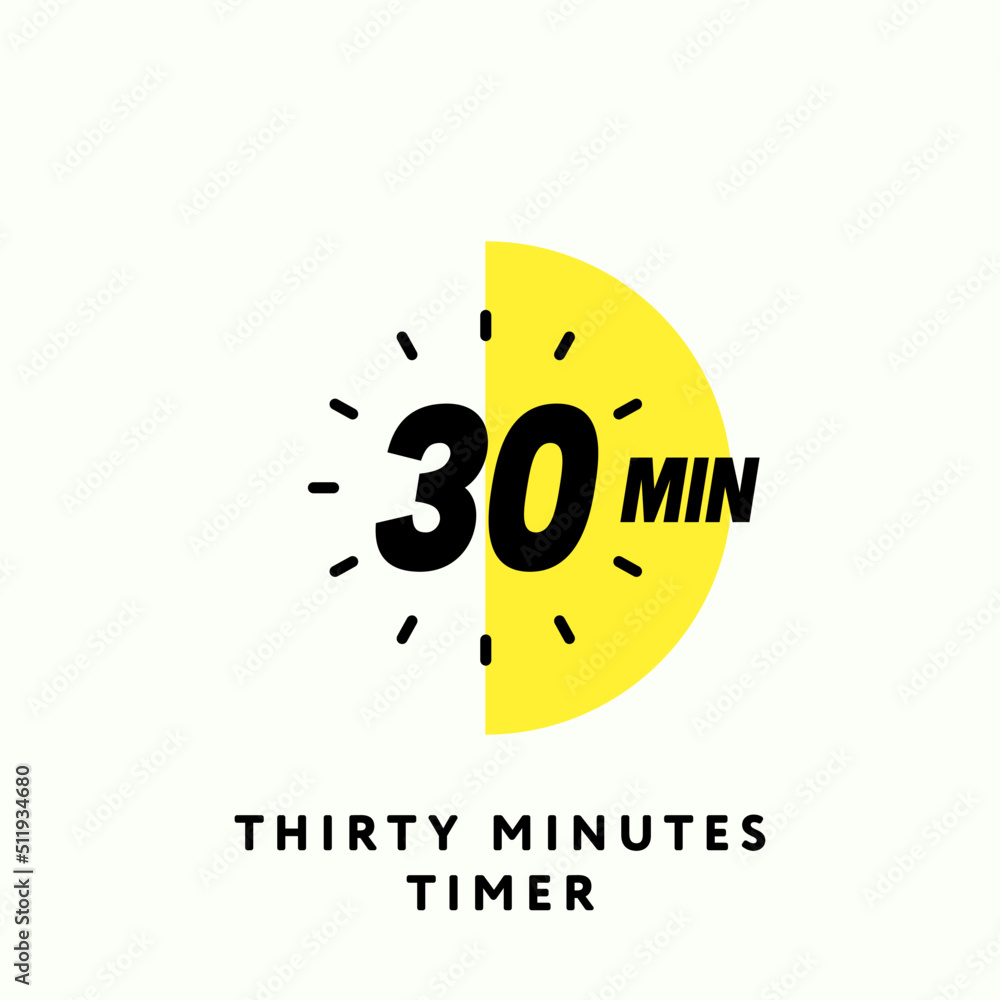 30 Minutes Timer Icon, Modern Flat Design. Clock, Stopwatch ...