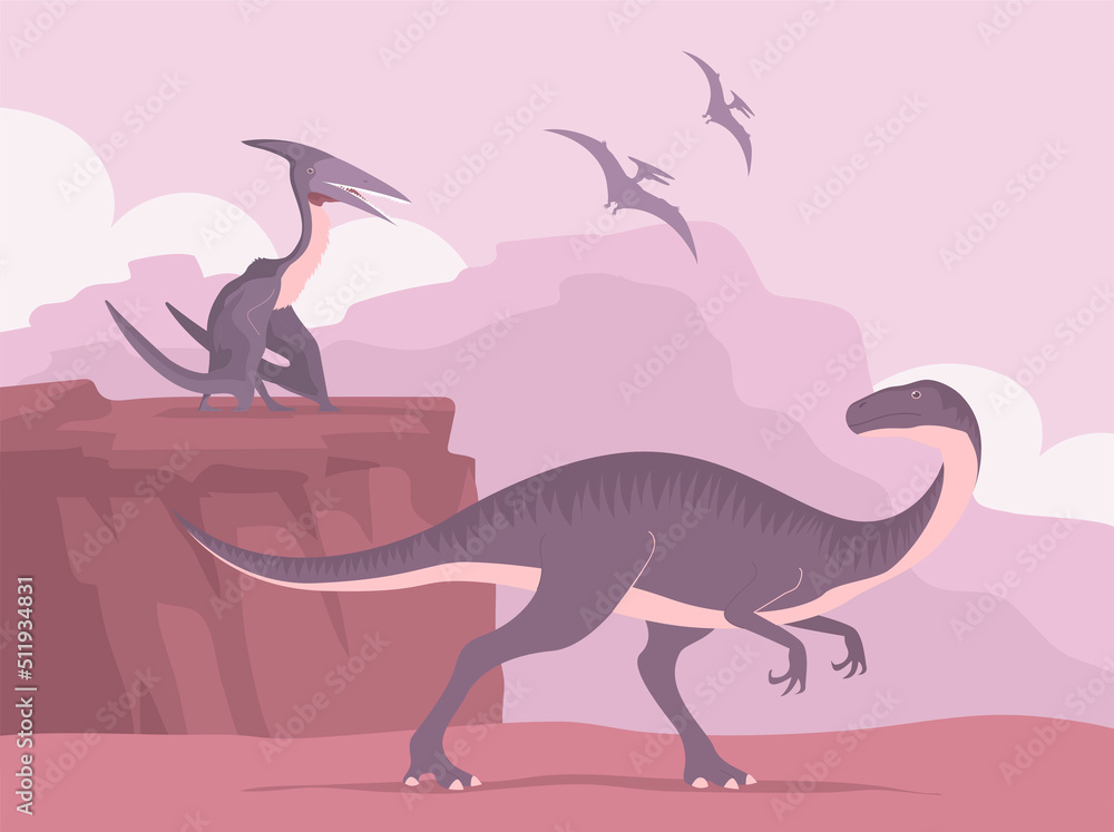 Ancient dinosaurs pangolin. Flying pterosaurs. Dinosaur of the Jurassic ...