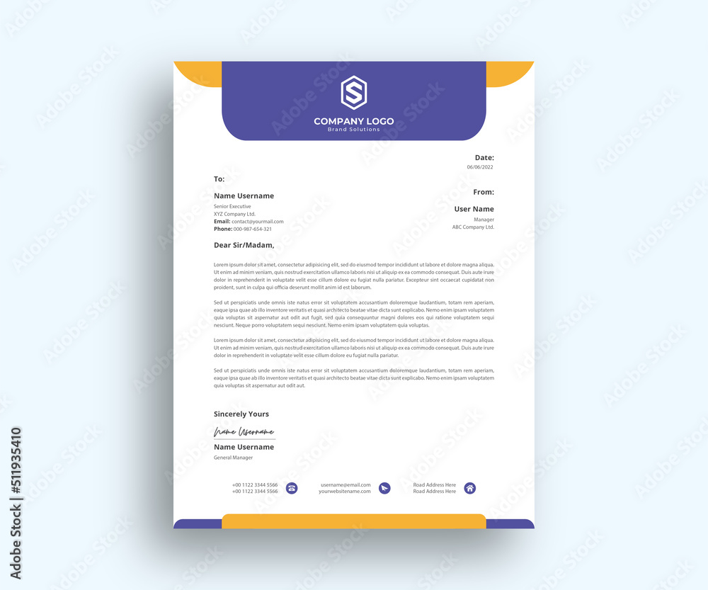 corporate formal letterhead Design template Stock Vector | Adobe Stock