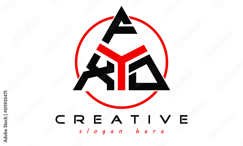 XFD three letter creative triangle shape in circle logo design vector ...
