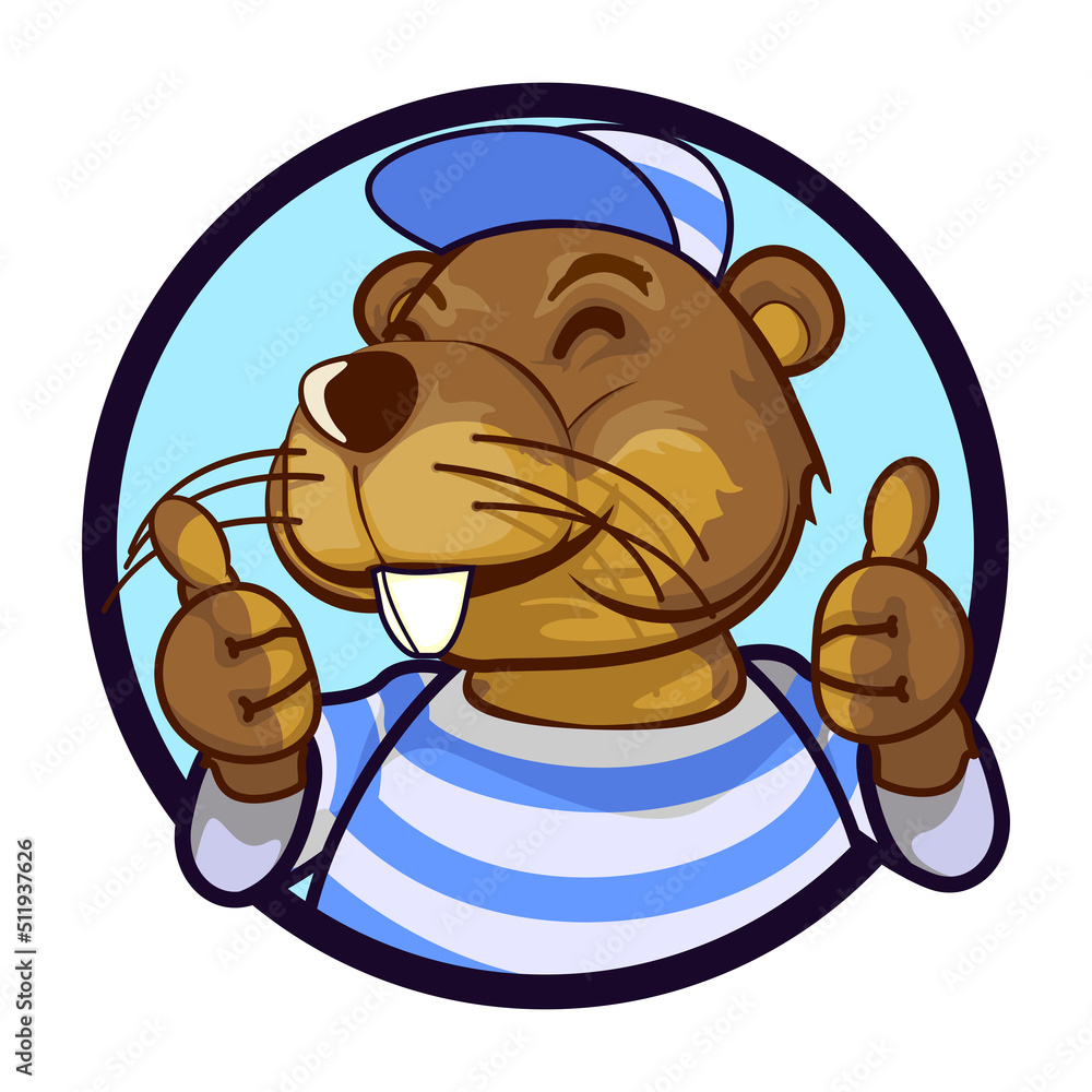 cute beaver with thumbs up mascot vector illustration Stock Vector ...