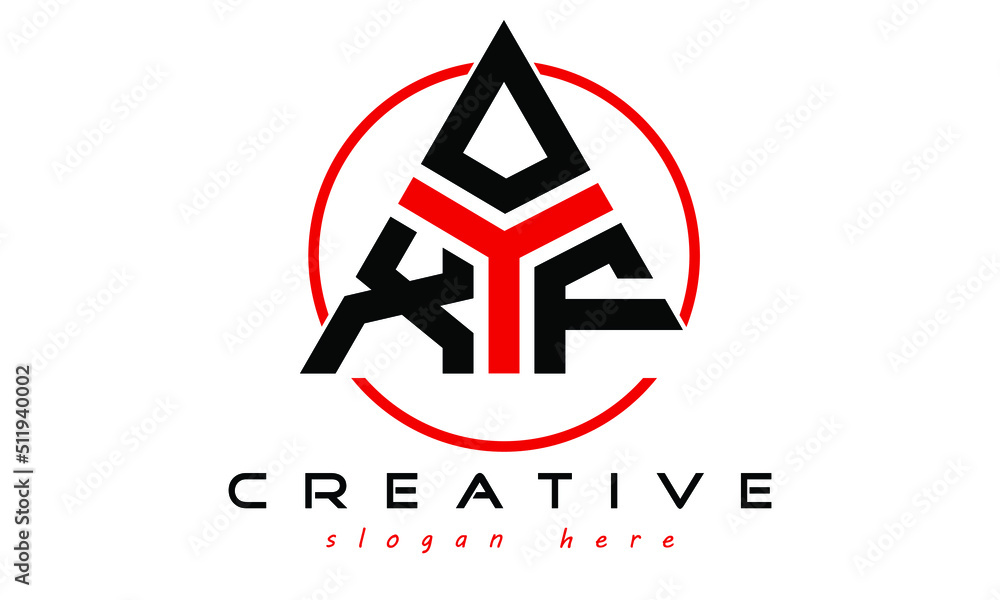 XOF three letter creative triangle shape in circle logo design vector ...