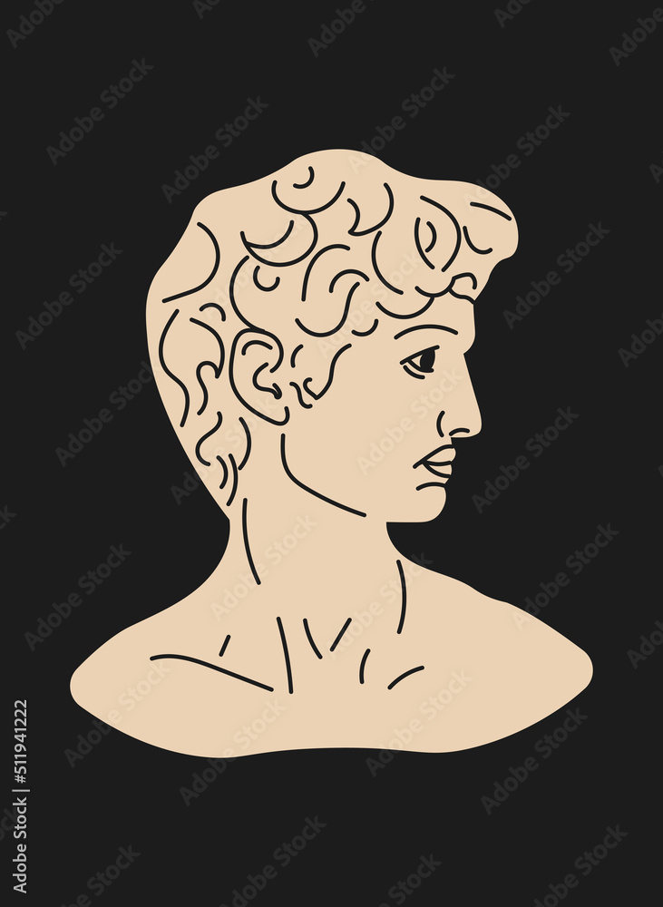 Vector Michelangelo's David bust. Aesthetic contemporary art. Vector ...