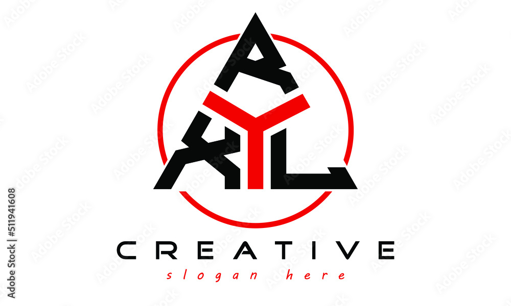 XRL three letter creative triangle shape in circle logo design vector ...