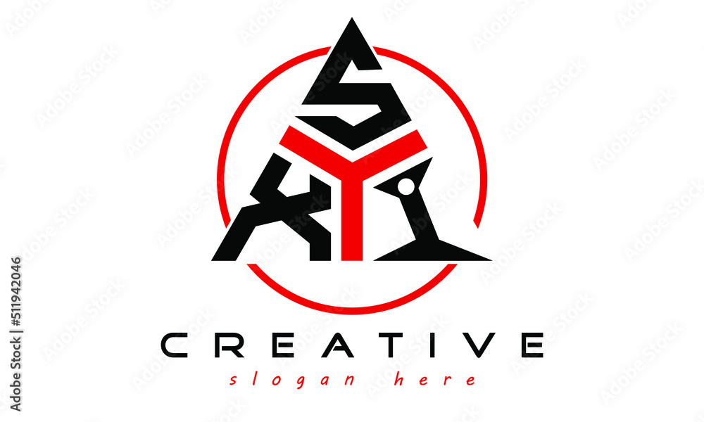 XSI three letter creative triangle shape in circle logo design vector ...