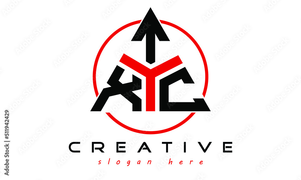 XTC three letter creative triangle shape in circle logo design vector ...