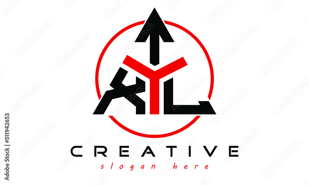 XTL three letter creative triangle shape in circle logo design vector ...