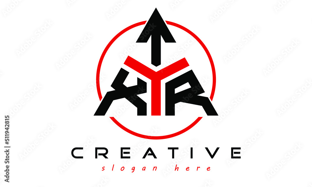 XTR three letter creative triangle shape in circle logo design vector ...